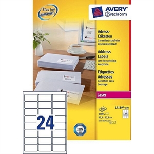 Avery Zweckform L7159 40 adresetiketten quickpeel 63,5 mm x 33,9 mm 960 ...
